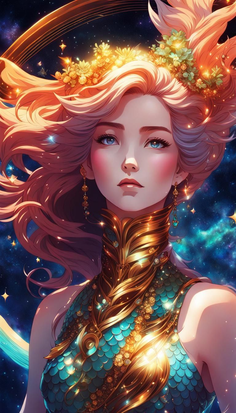 Gorgeous cosmic mermaid goddess in outer space. - AI Generated Artwork ...