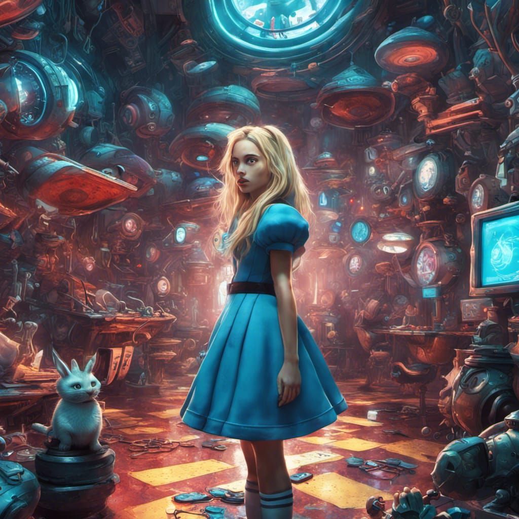 Alice in a Cyberpunk Wonderland - AI Generated Artwork - NightCafe Creator