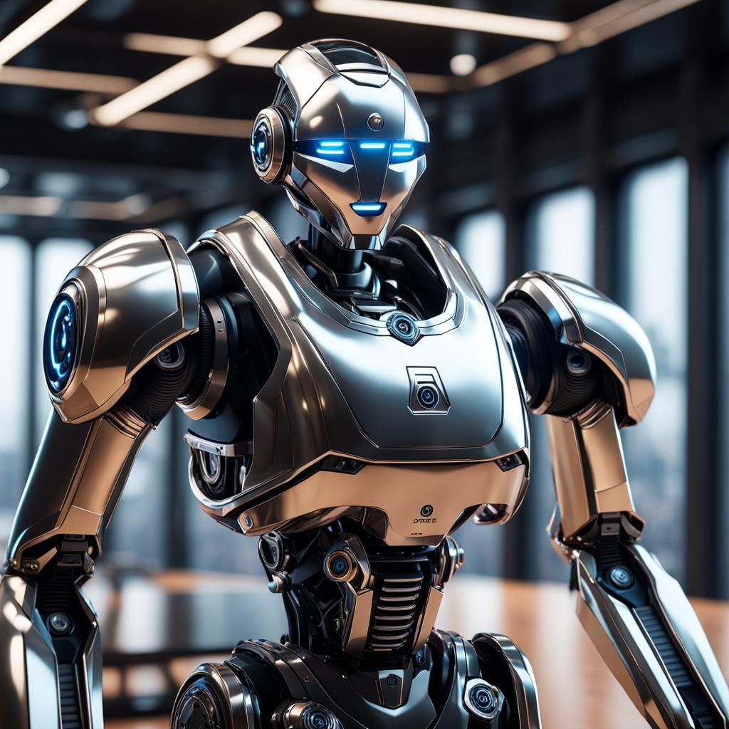 Robot Butler Bliss: A Cool and smart butler cyborg, intricate mech ...