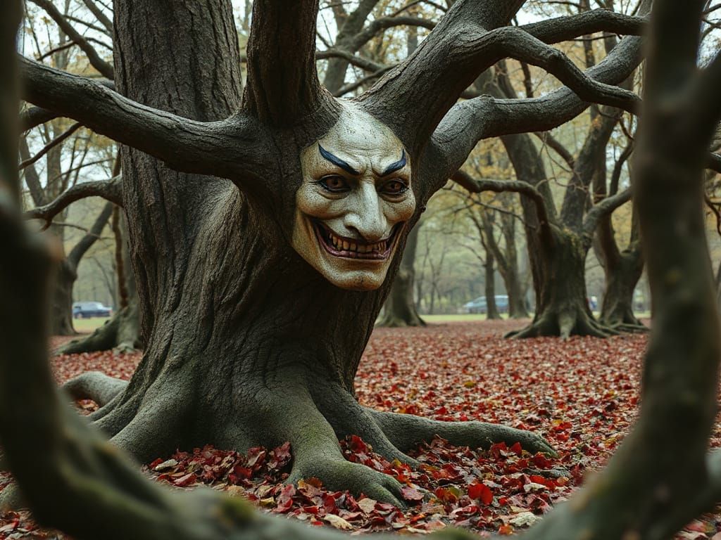 Grotesque Creature Rampages in Haunted Forest with... - AI Art