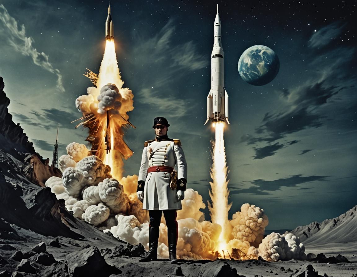 Dueling Rocket Launches On The Moon With Nazi Napoleon - AI Generated ...