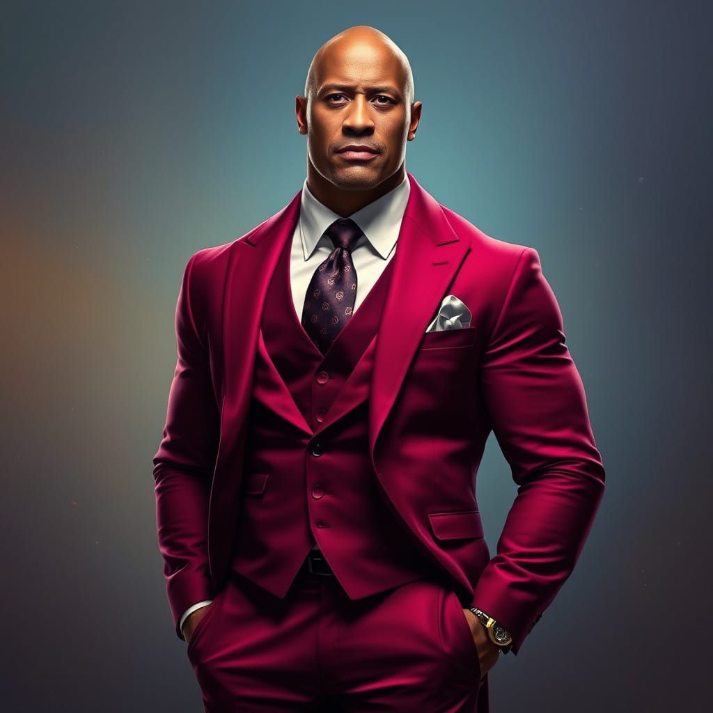 Dwayne The Rock Johnson in a Vibrant Valentine Sui... - AI Art