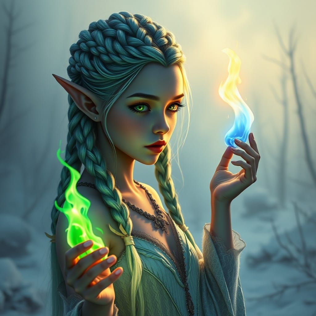 Ethereal Elf Maiden in Post-Apocalyptic Winter - AI Art