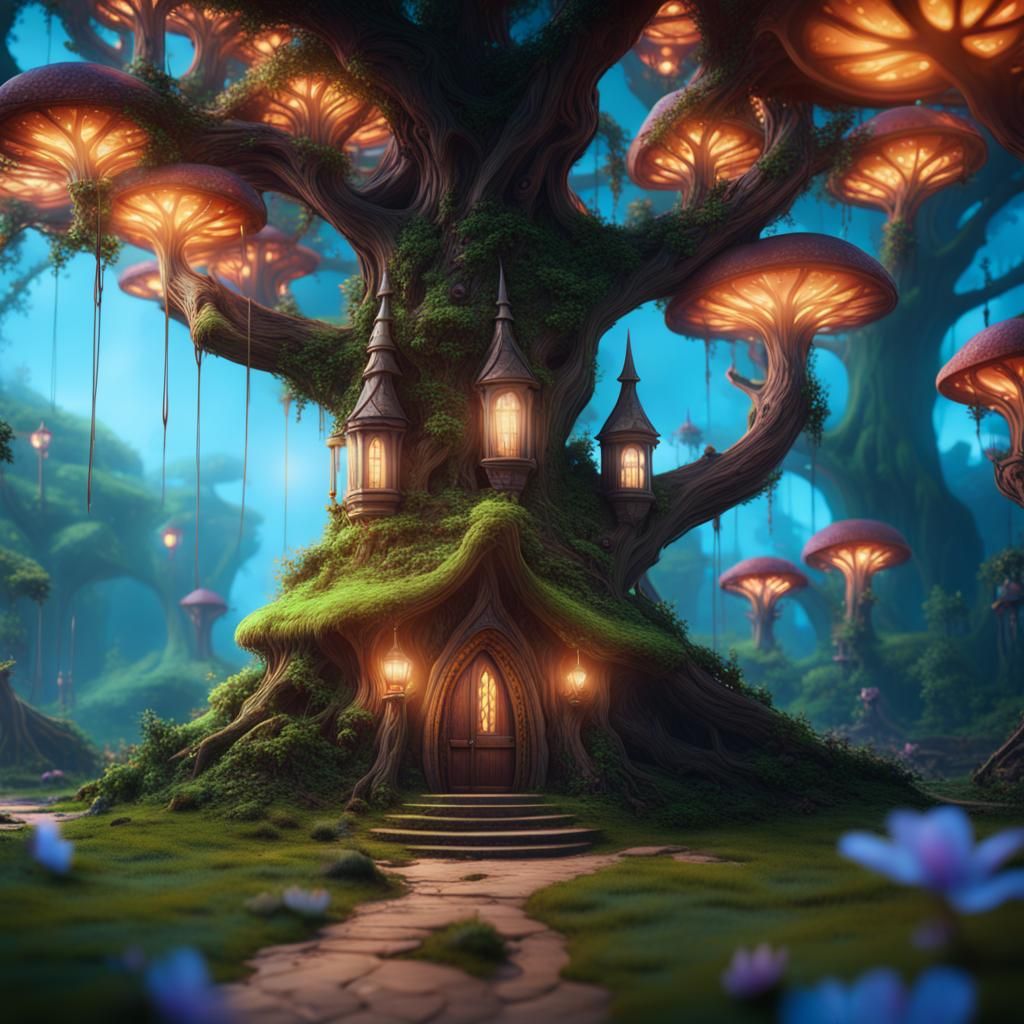 Tree House - AI Generated Artwork - NightCafe Creator
