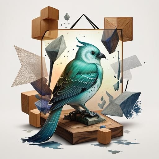 sketch bird and wooden cubes - AI Generated Artwork - NightCafe Creator