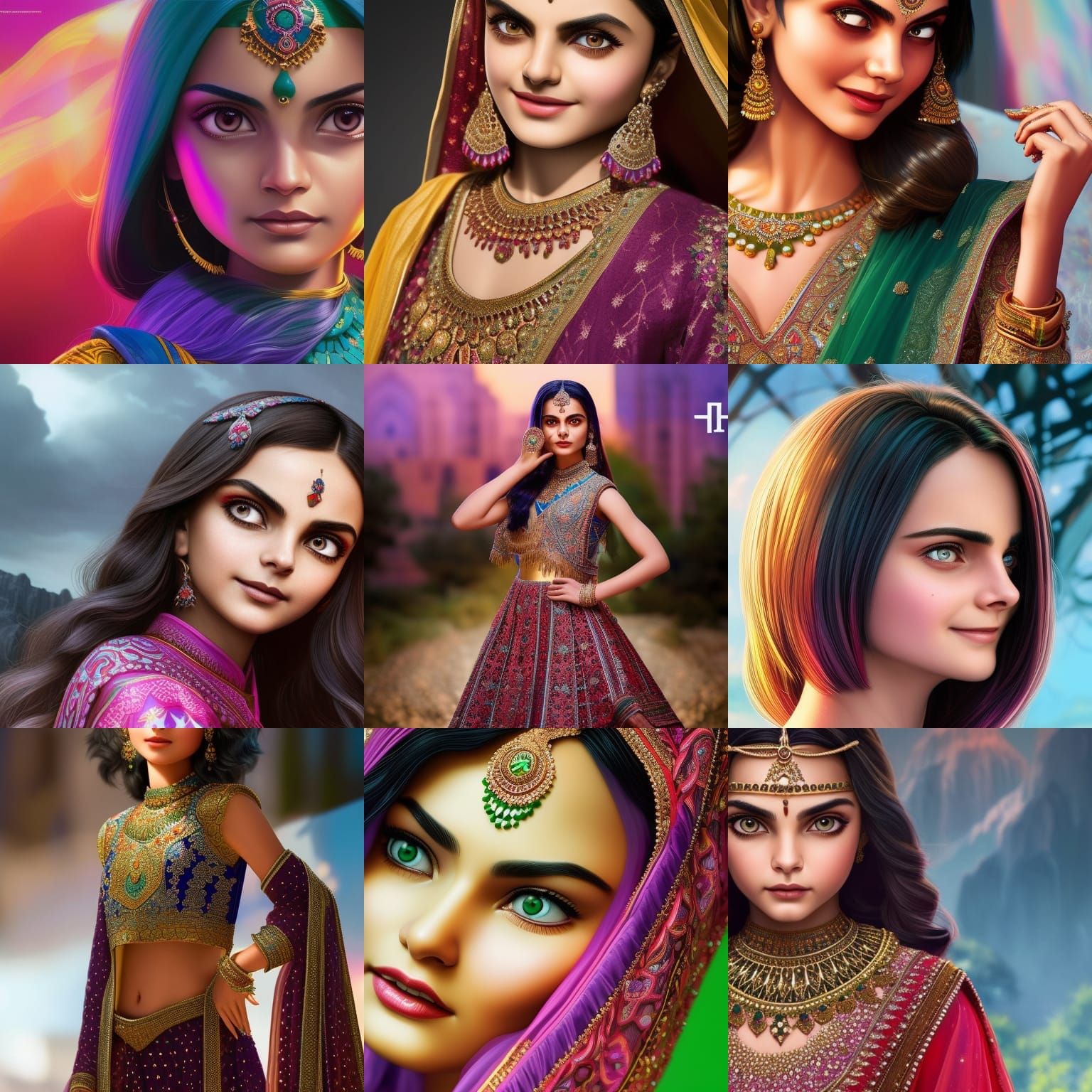 Dafne Keen in Paakistani dress, hyper realistic eyes, waifu hippie ...