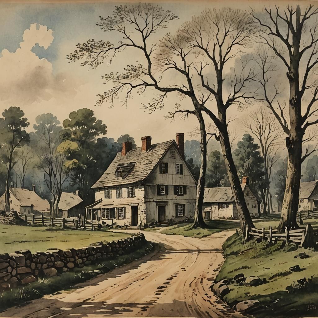 Antique Watercolor of a Roadside Inn - AI Generated Artwork - NightCafe ...