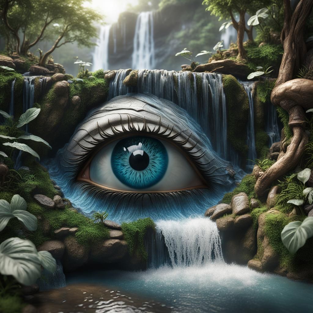 Waterfall eye - AI Generated Artwork - NightCafe Creator