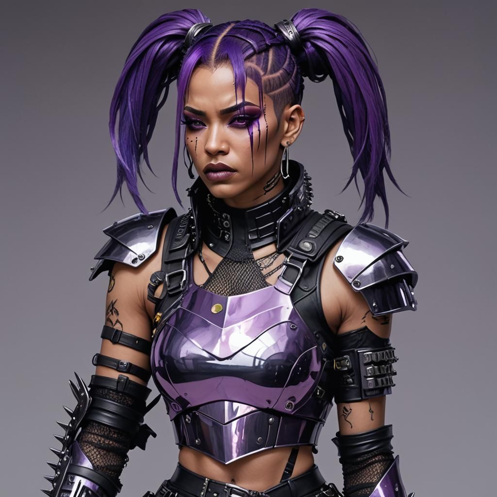 An image of a biopunk portrait cyborg gladiator woman with Hispanic ...