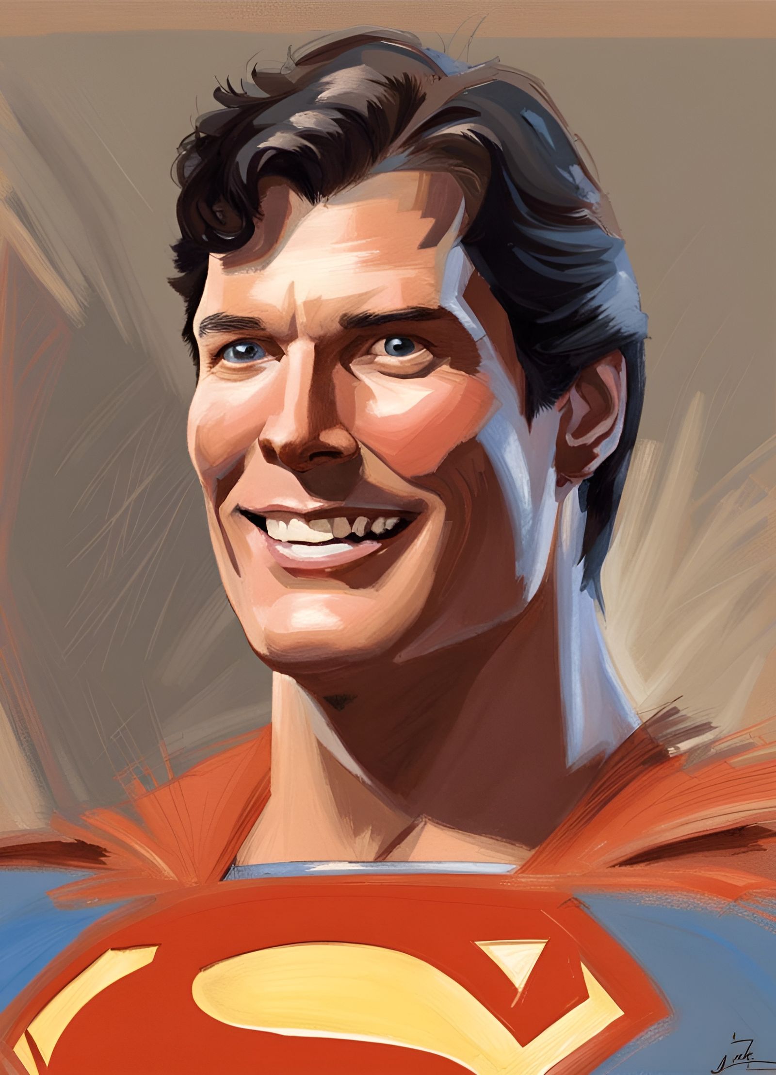 Superman in Christopher Reeve with a big smile - AI Generated Artwork ...