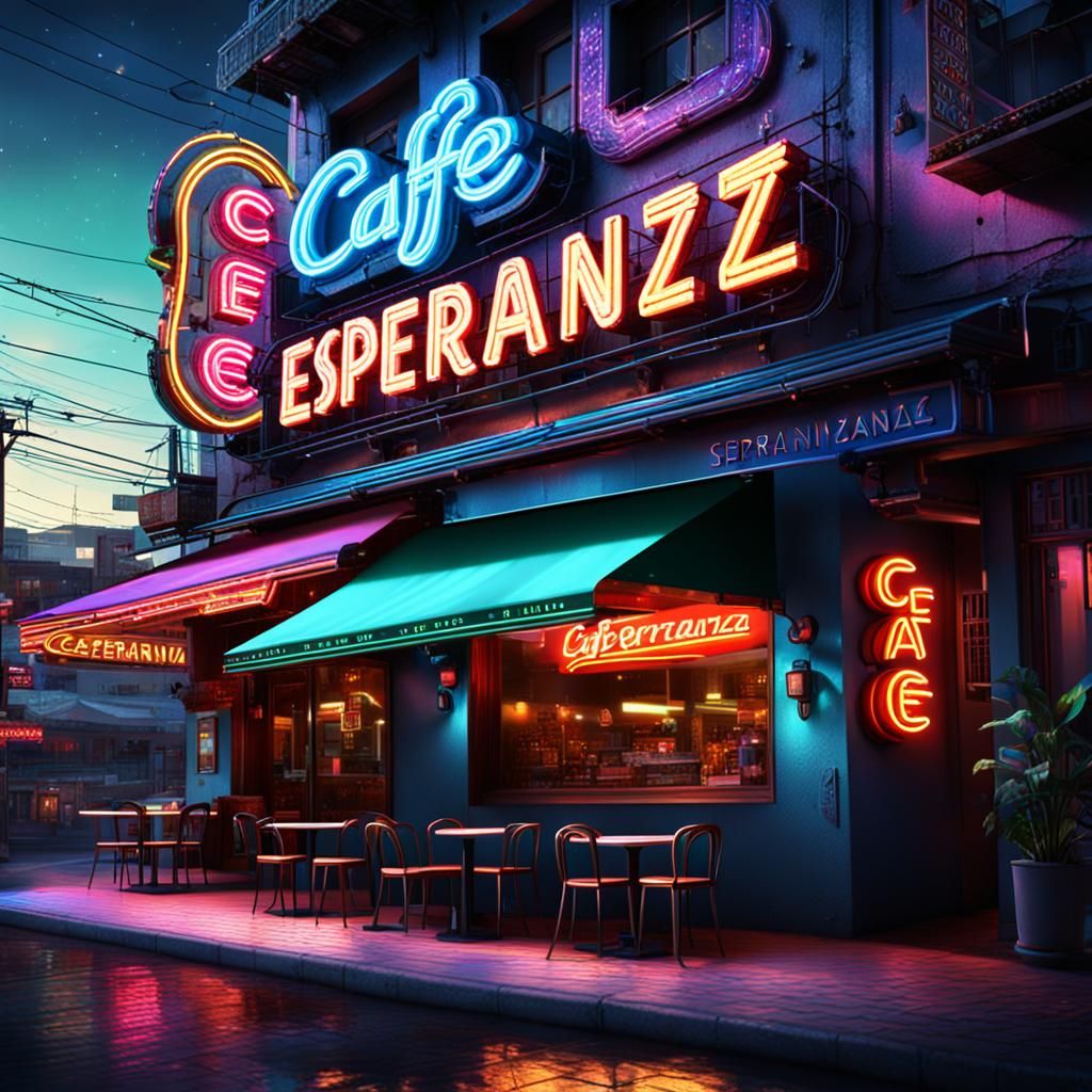 Café at dusk - AI Generated Artwork - NightCafe Creator