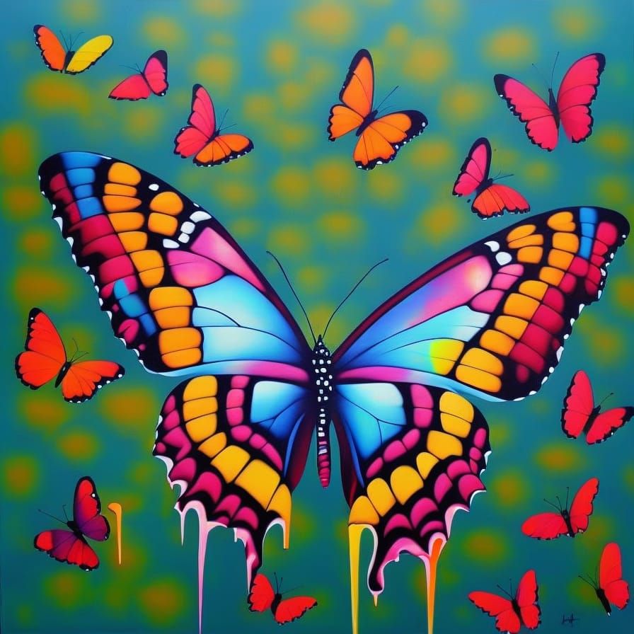 Butterfly dripping colors - AI Generated Artwork - NightCafe Creator