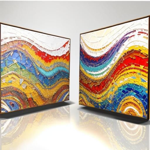 Beautiful rustic mosaic patchwork, abstract, surreal, sharp, focused ...