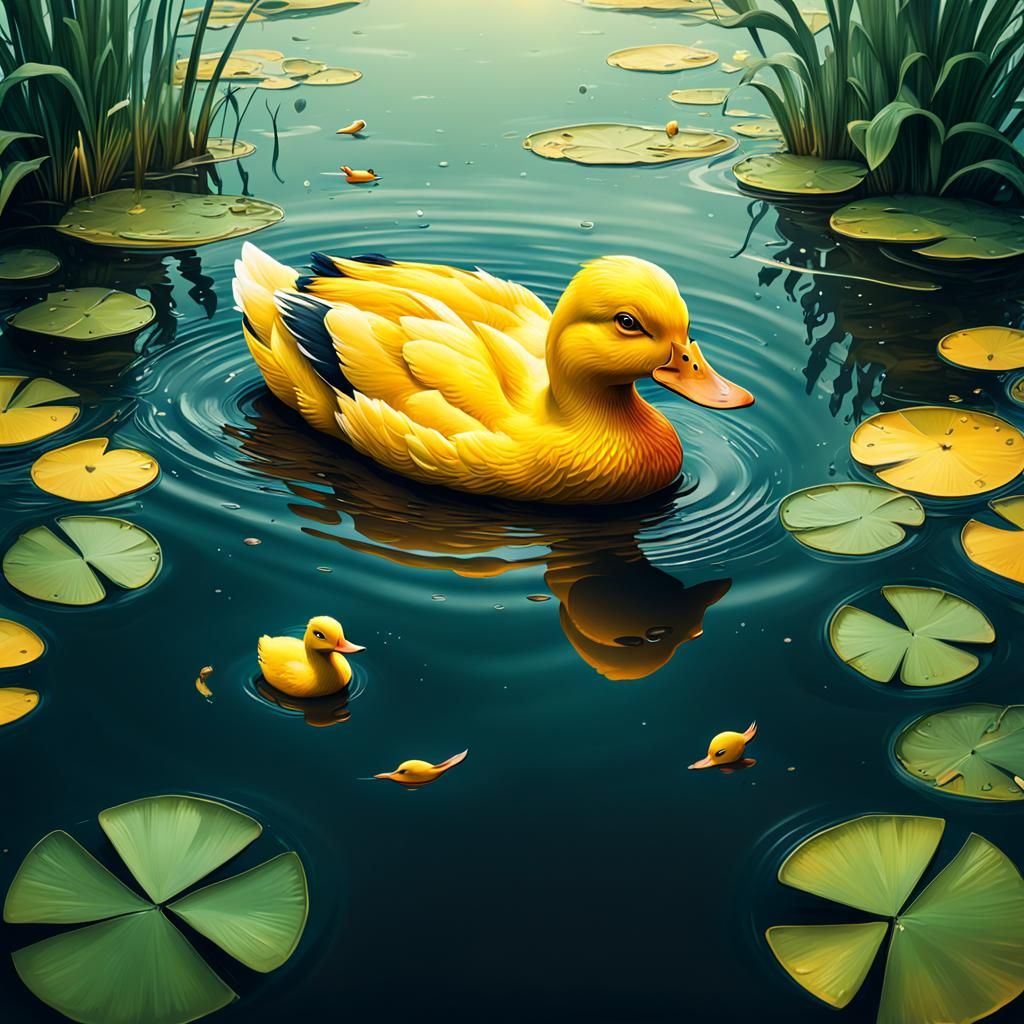 Swimming yellow ducks - AI Generated Artwork - NightCafe Creator
