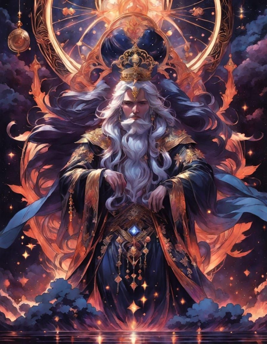 Cosmic Fantasy Ruler in Art Nouveau Style - AI Art