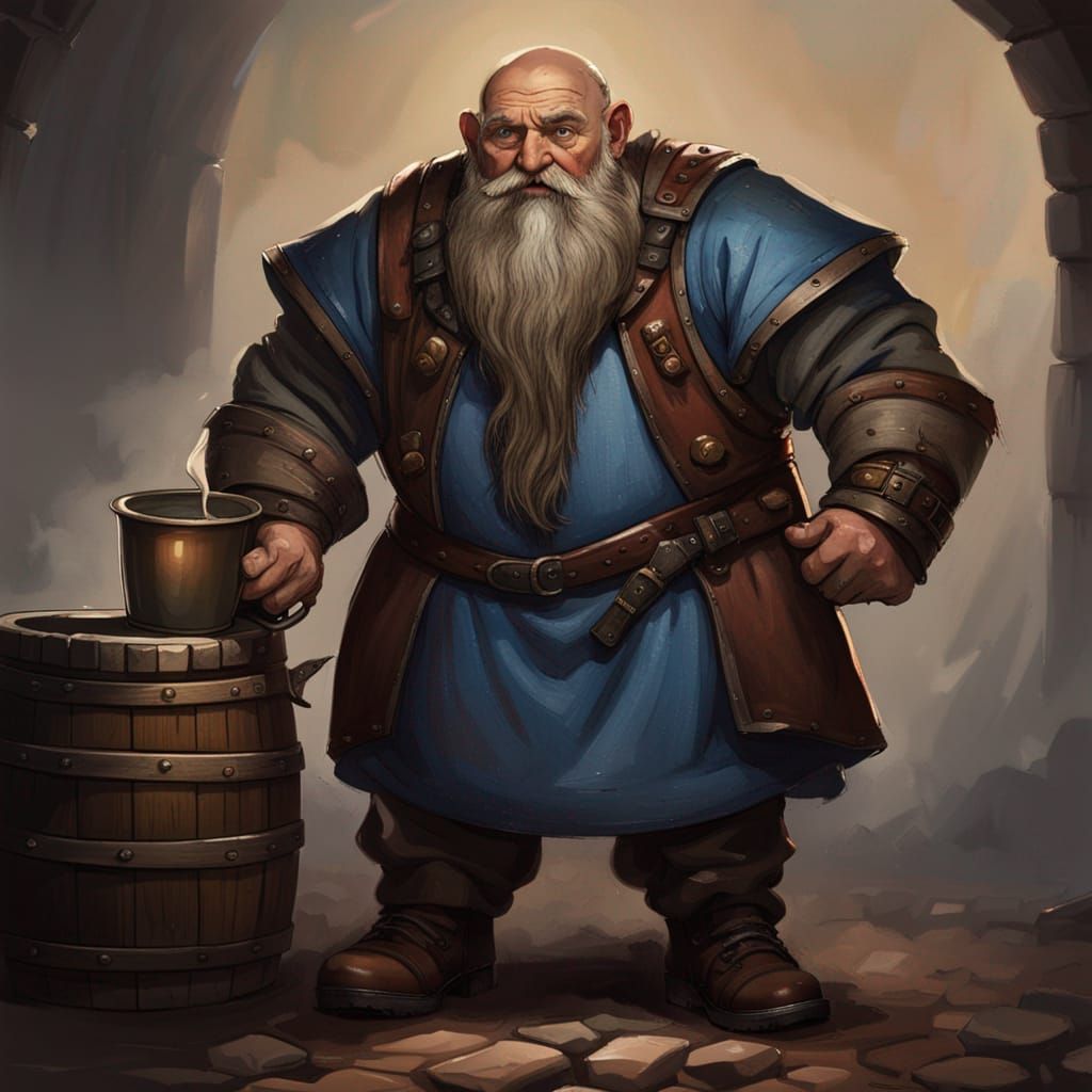 Grumble Ironmug is a dwarf of sturdy build, with a bald head and a well ...