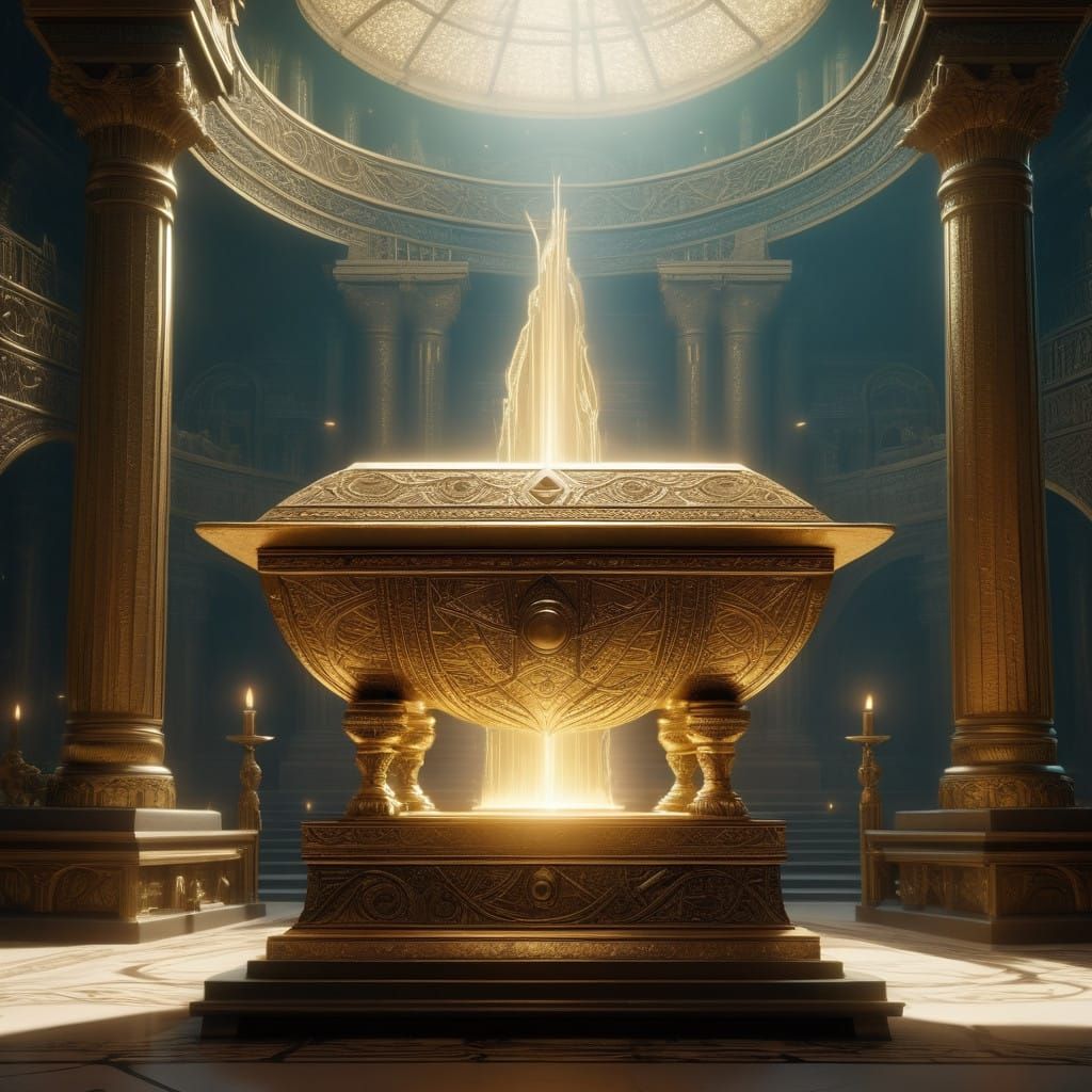 Golden Ark in the Holy of Holies, Illuminated by E... - AI Art