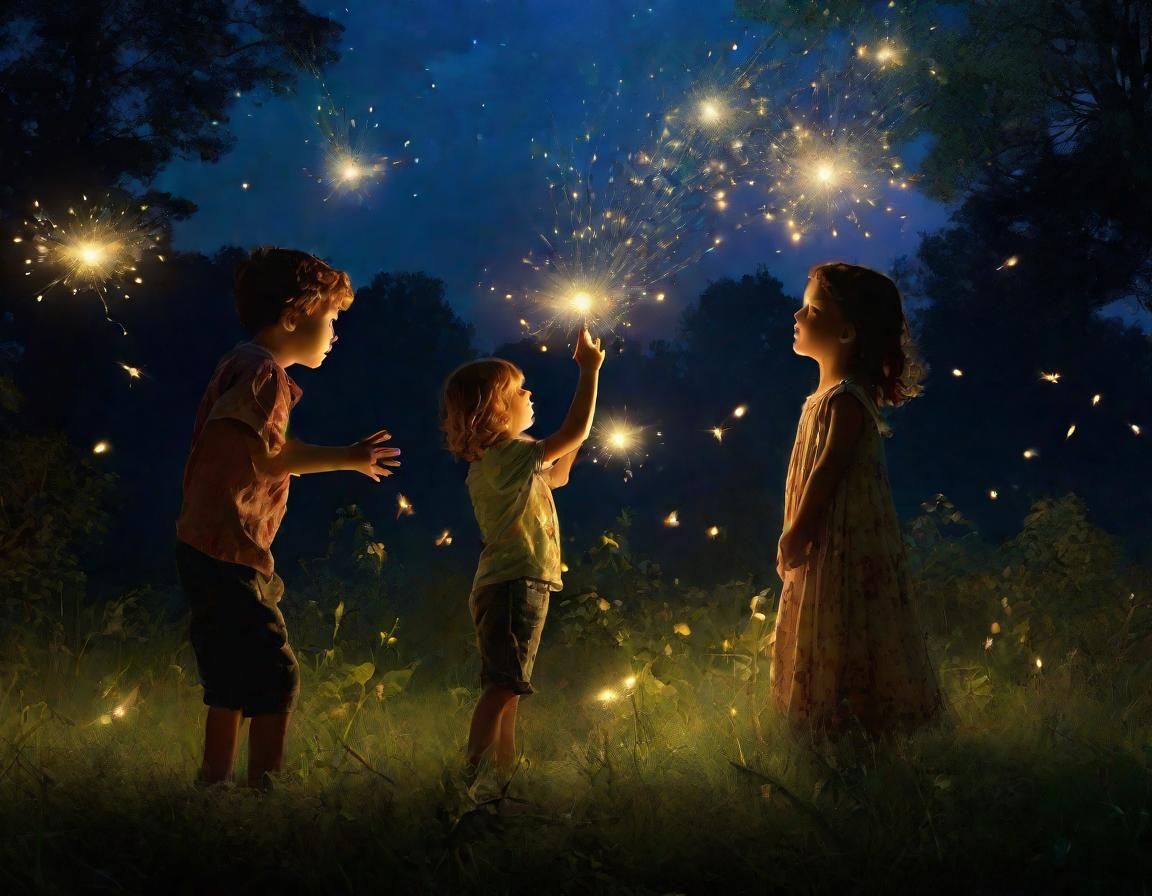 children trying to catch fireflies - AI Generated Artwork - NightCafe ...