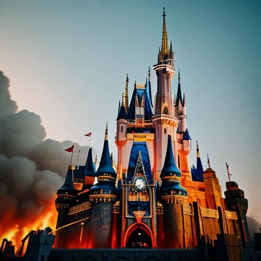 Disney Castle, on fire - AI Generated Artwork - NightCafe Creator