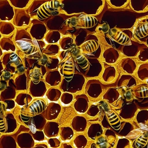 Bees in a hive - AI Generated Artwork - NightCafe Creator
