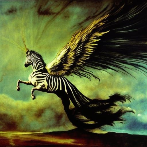 Zebra Pegasus - AI Generated Artwork - NightCafe Creator