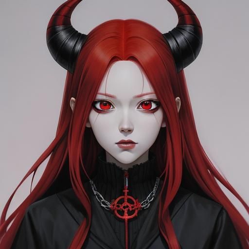 Red Haired Demoness Portrait - AI Generated Artwork - NightCafe Creator
