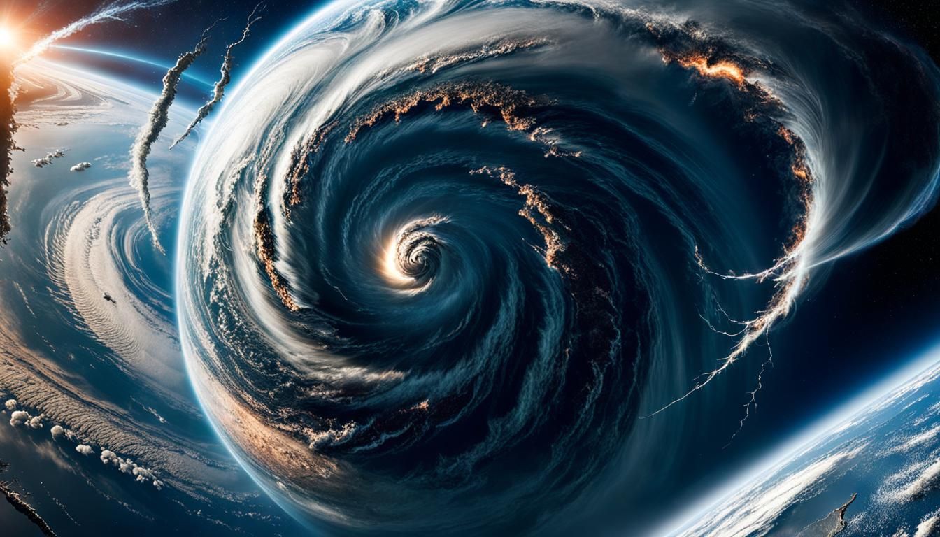 An apocalyptic tornado that has engulfed planet earth, the whole earth ...