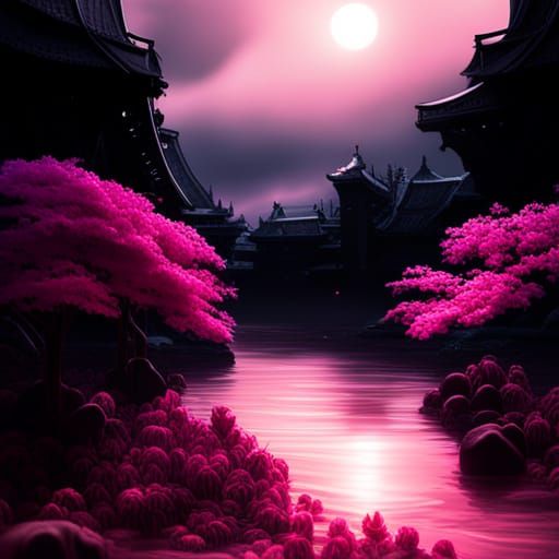 Beneath the cherry moonlight - AI Generated Artwork - NightCafe Creator