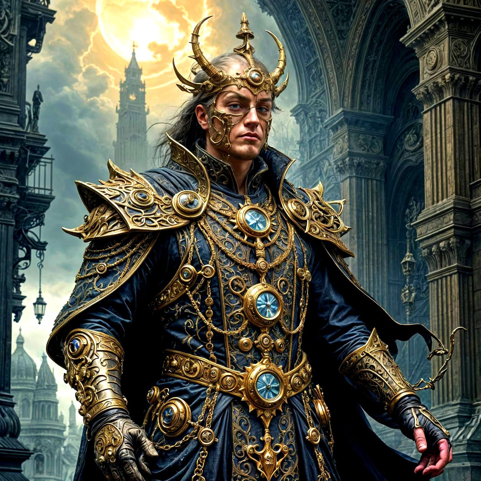 Gothic Steampunk Apocalypse Figure in Intricate Ba... - AI Art