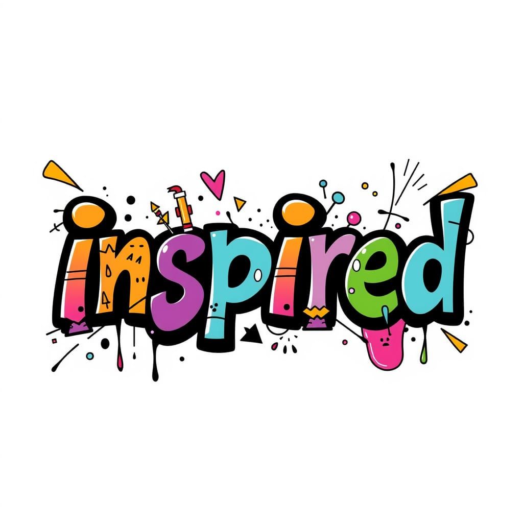 Create a vibrant and playful graffiti-style logo for "inspired' The ...