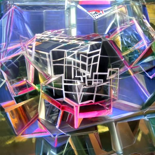 4D Hypercube Abstract - Colorful Abstract 4D Hypercube on Bl...