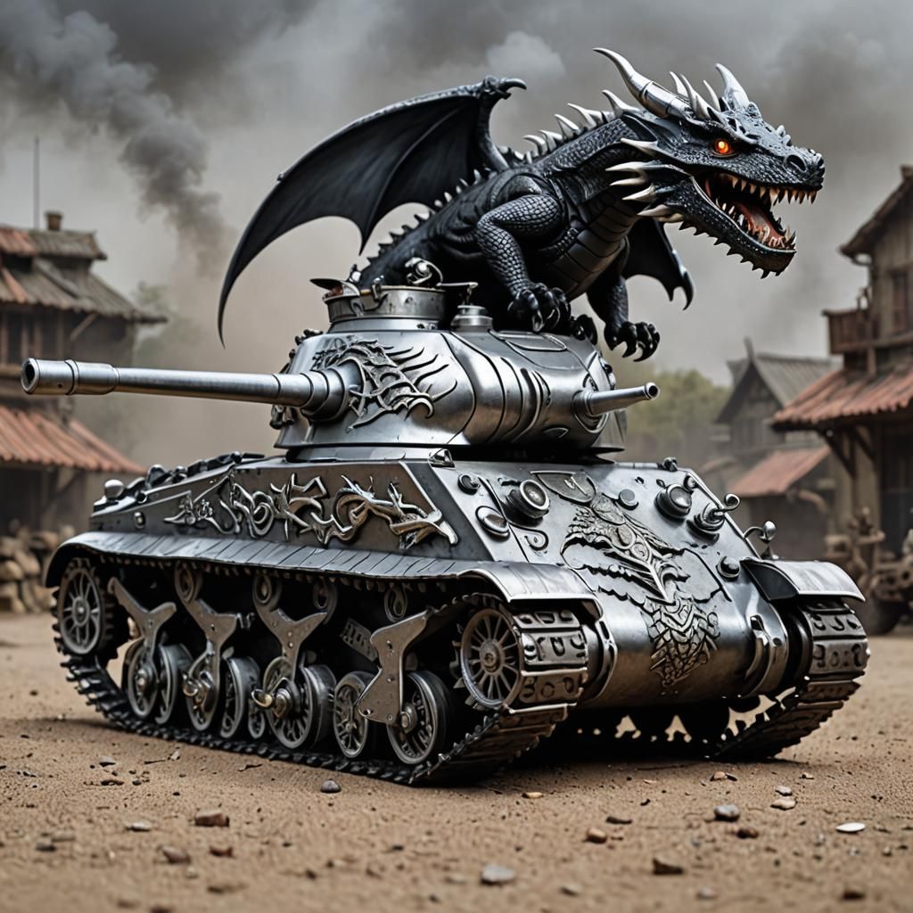 M4 Sherman Tank With A Silver Dragon That looks Like Toothless - AI ...
