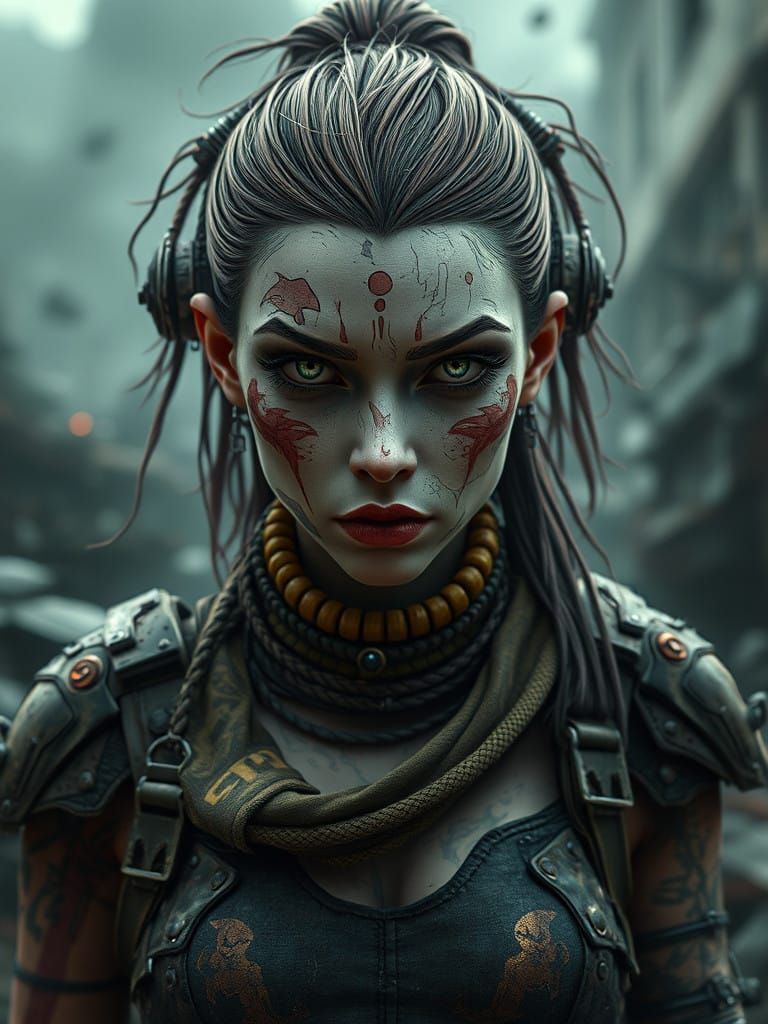 Cyberpunk Fatale in Futurism Grotesque Style - AI Art