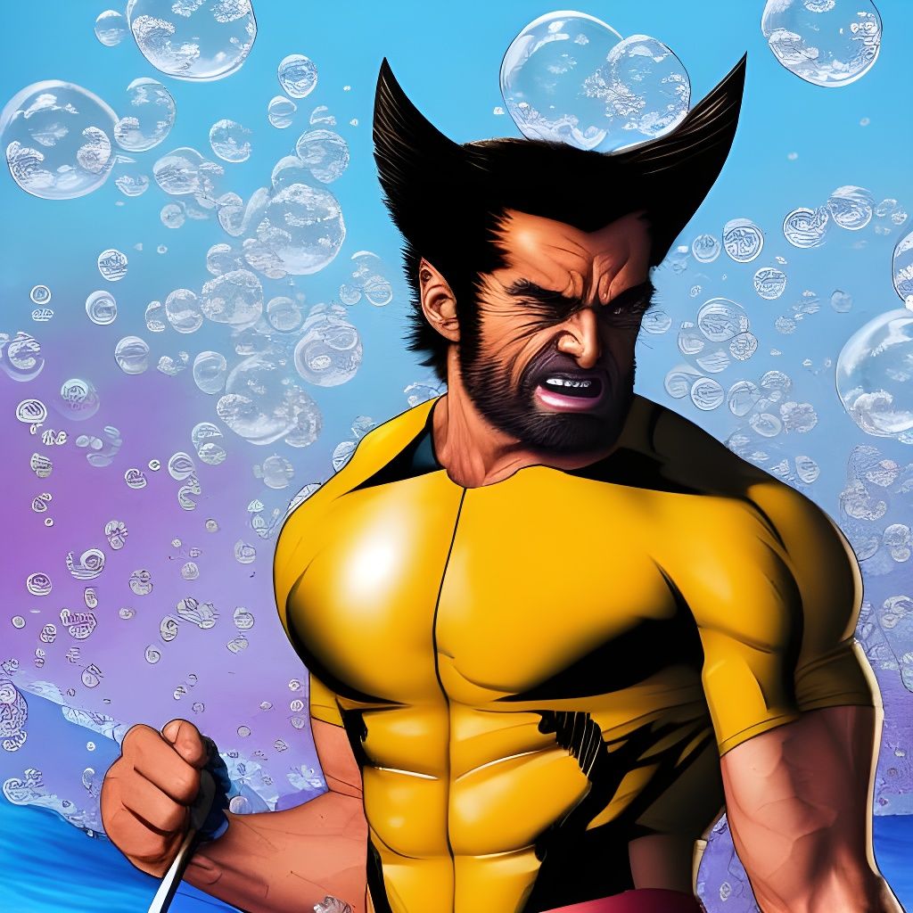 Wolverine on a beach surrounded by bubbles - AI Generated Artwork ...