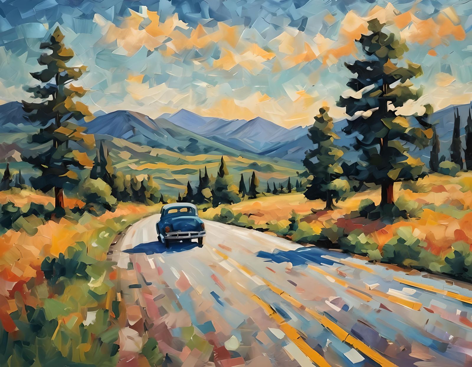 road trip painting - AI Generated Artwork - NightCafe Creator