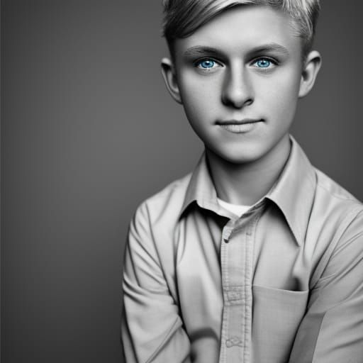 13 year old blond cute boy, blue eyes, short hair, - AI Generated ...
