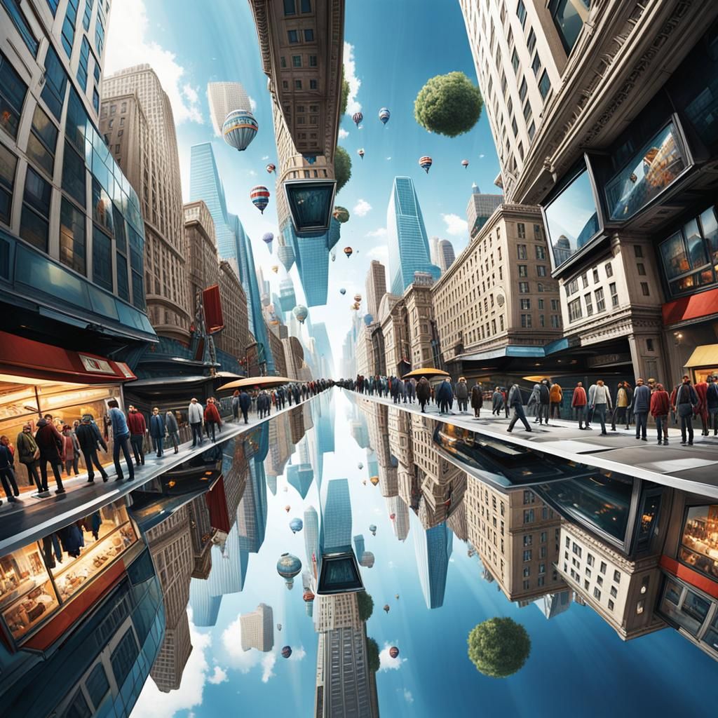 UPSIDE DOWN CITYSCAPE 2 - AI Generated Artwork - NightCafe Creator