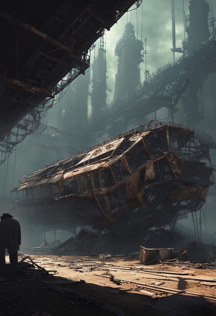 Rusting Playground Monoliths in a Post-Apocalyptic... - AI Art