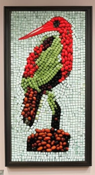 Bean Mosaic of a Scarlet Ibis - AI Generated Artwork - NightCafe Creator