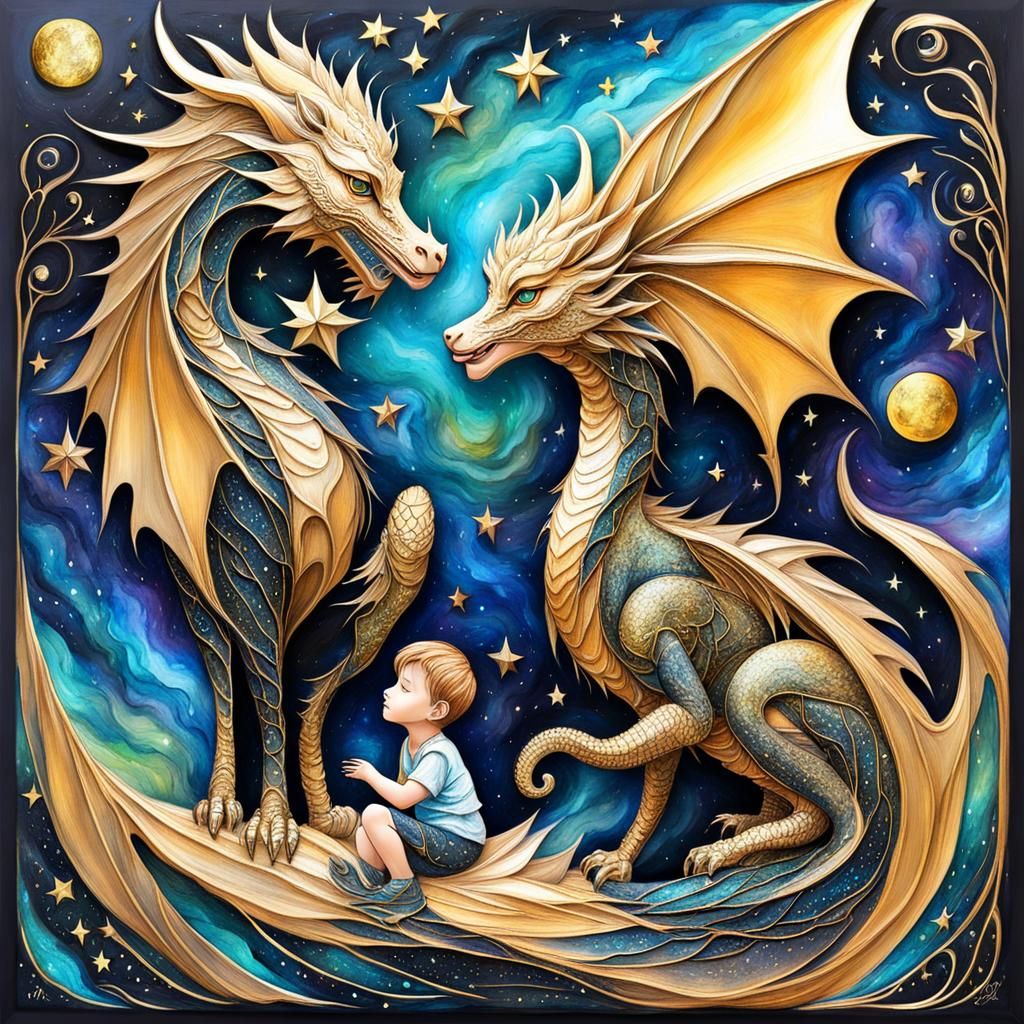 wet oil and alcohol ink, thin black and gold lines, 3-D, textured ...