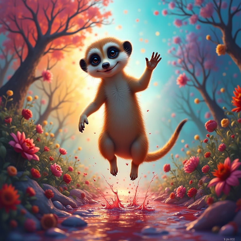 A dreamscape of living paintings with swirling colors, a realistic yet ...