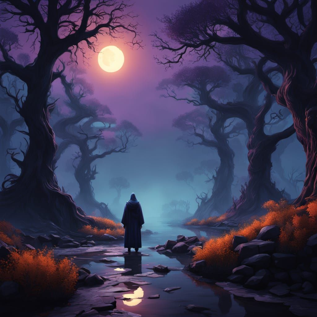 Ethereal Figure in Twilight Void - AI Art