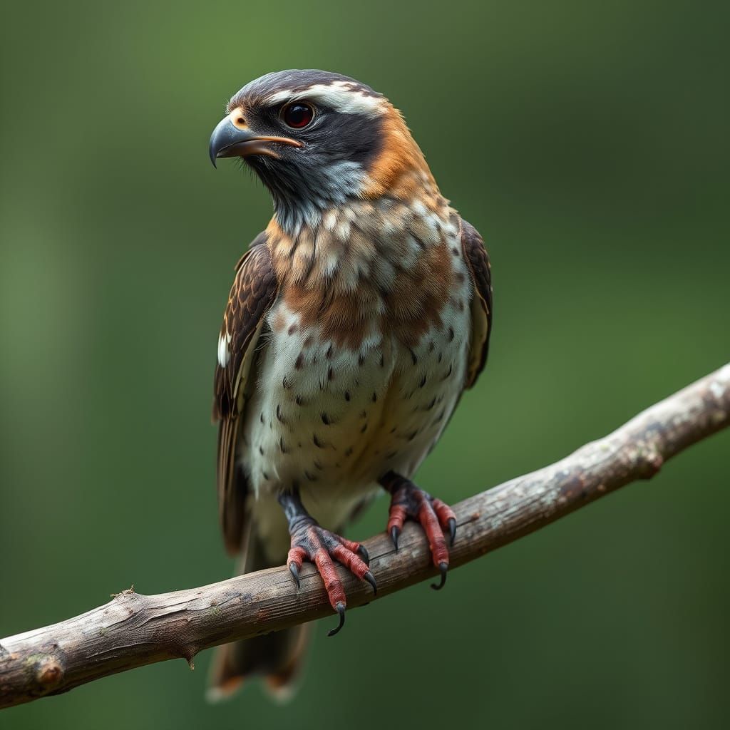 A bird 3 - Avian Form with Human Hands on a Branch