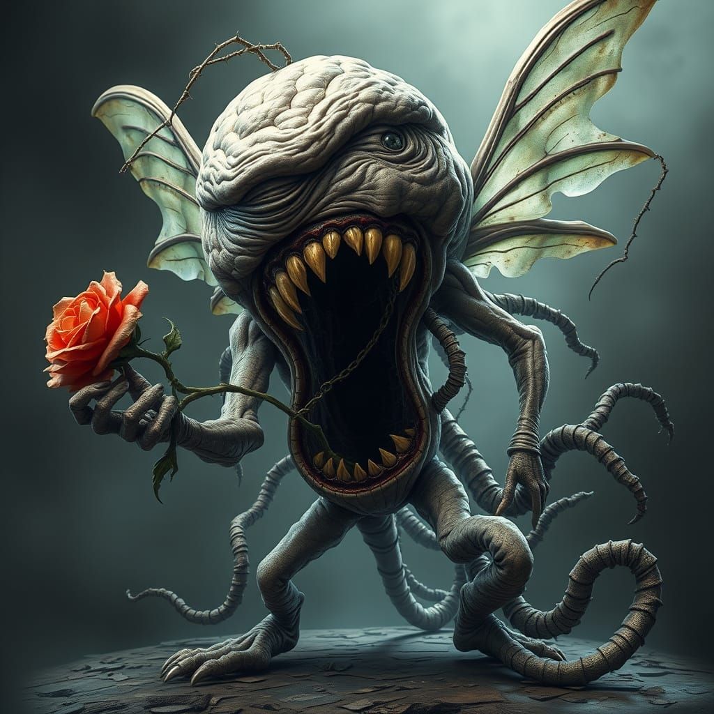 Grotesque Fairy with Gaping Void and Twisted Tendr... - AI Art