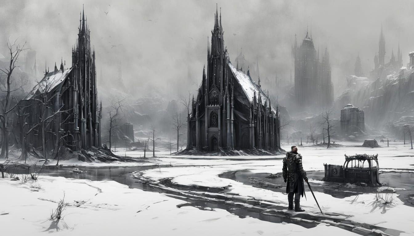 Church by Snow - Brooding King in Industrial Gothic Cathedra...