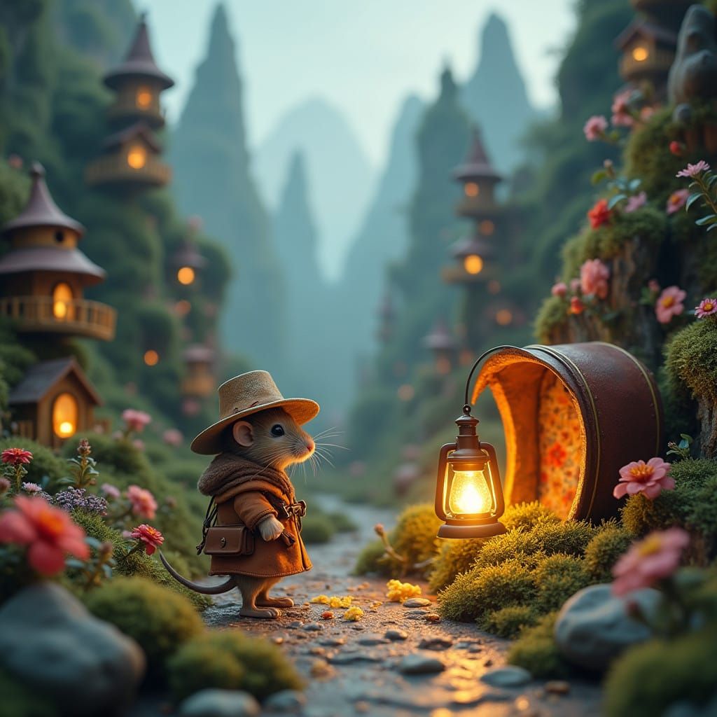 Whimsical Miniature World of a Mouse Adventurer - AI Art