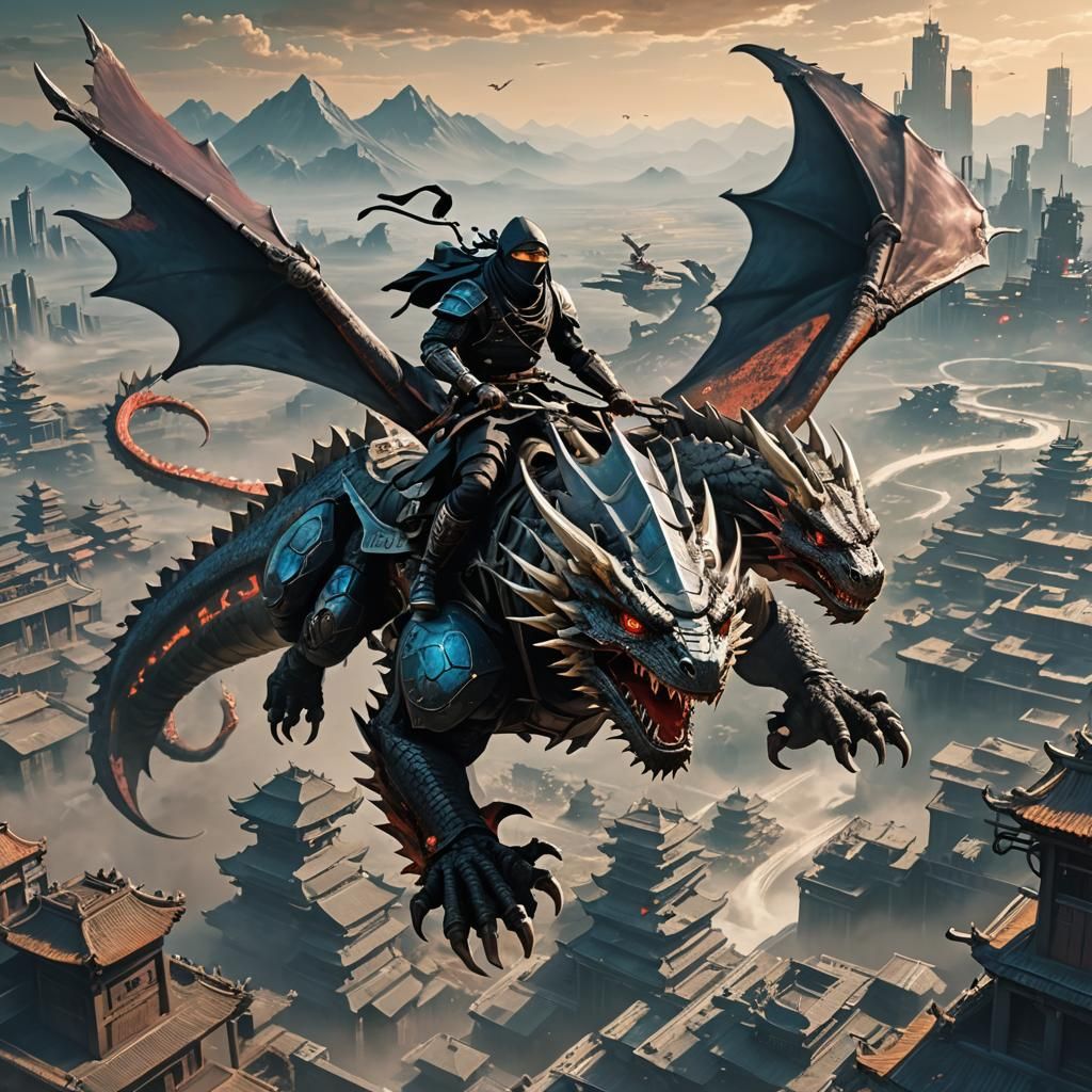 Ninja Dragon Rider - AI Generated Artwork - NightCafe Creator