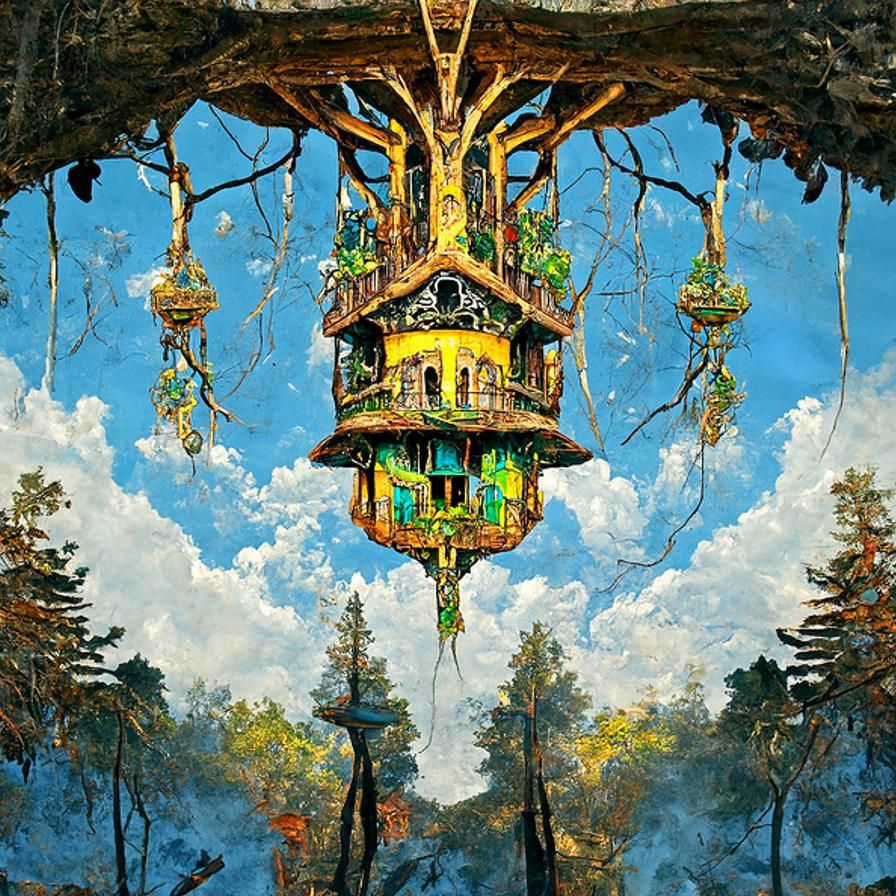 hanging treehouse - AI Generated Artwork - NightCafe Creator