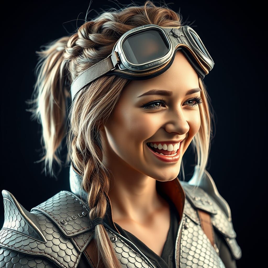 Stunning Young Woman in HDR Dragon Armor - AI Art