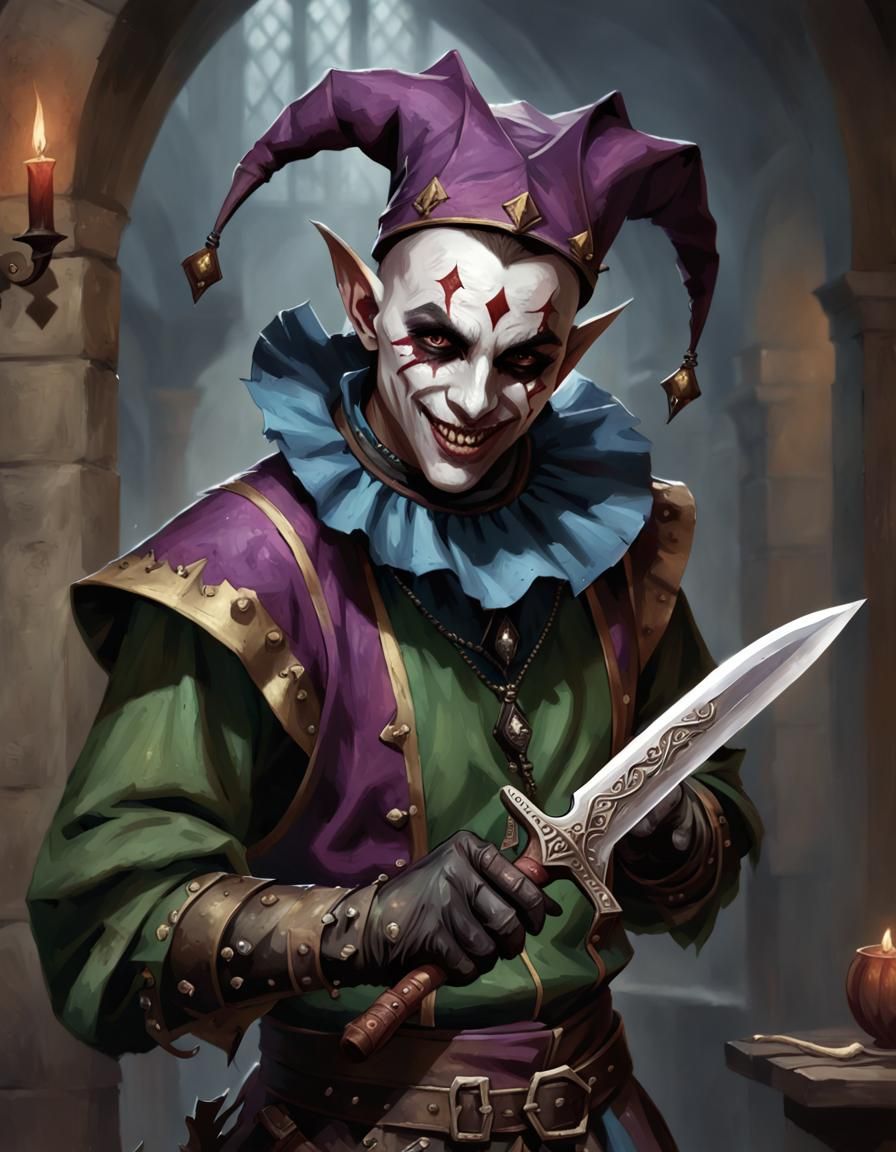Masked Jester, bard, magic, magical, dhampir, fantasy, fantasical ...